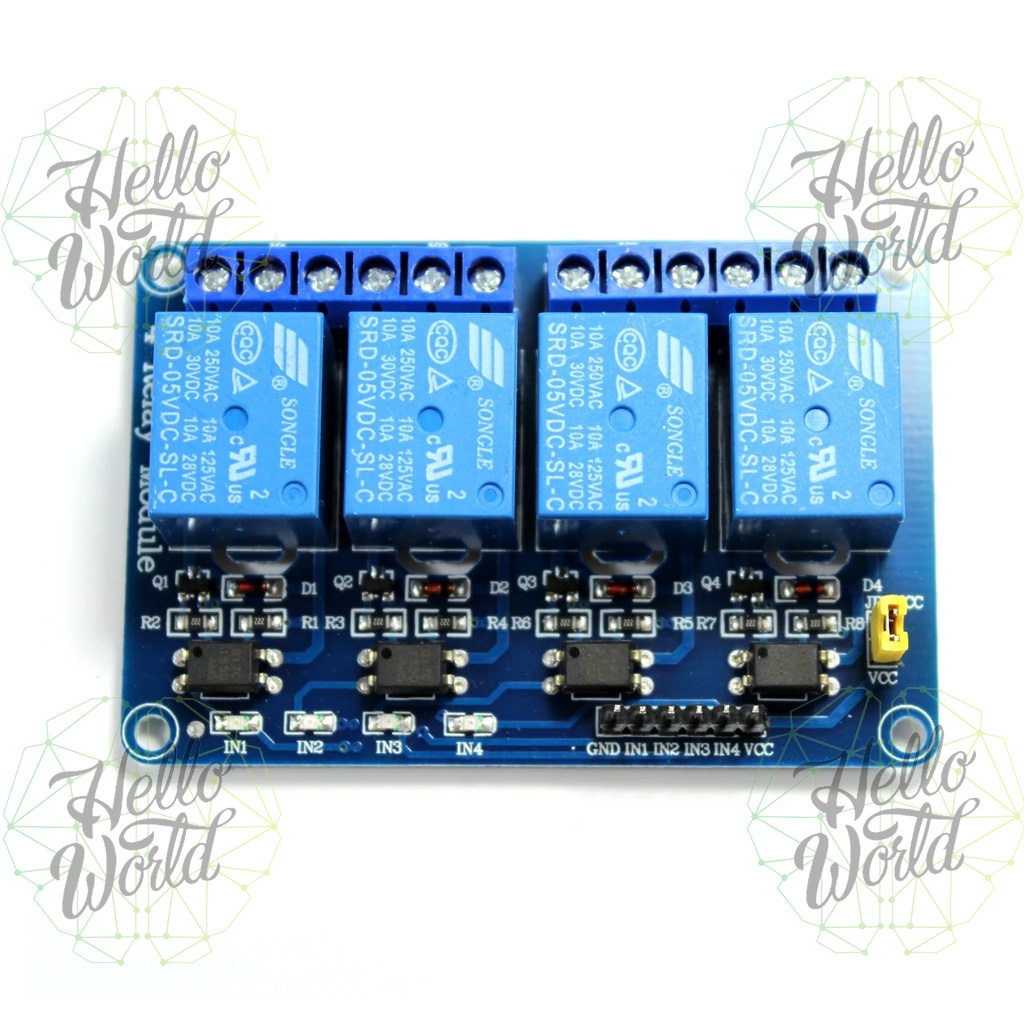 Módulo de relevador 4 canales – Hello World Electronics