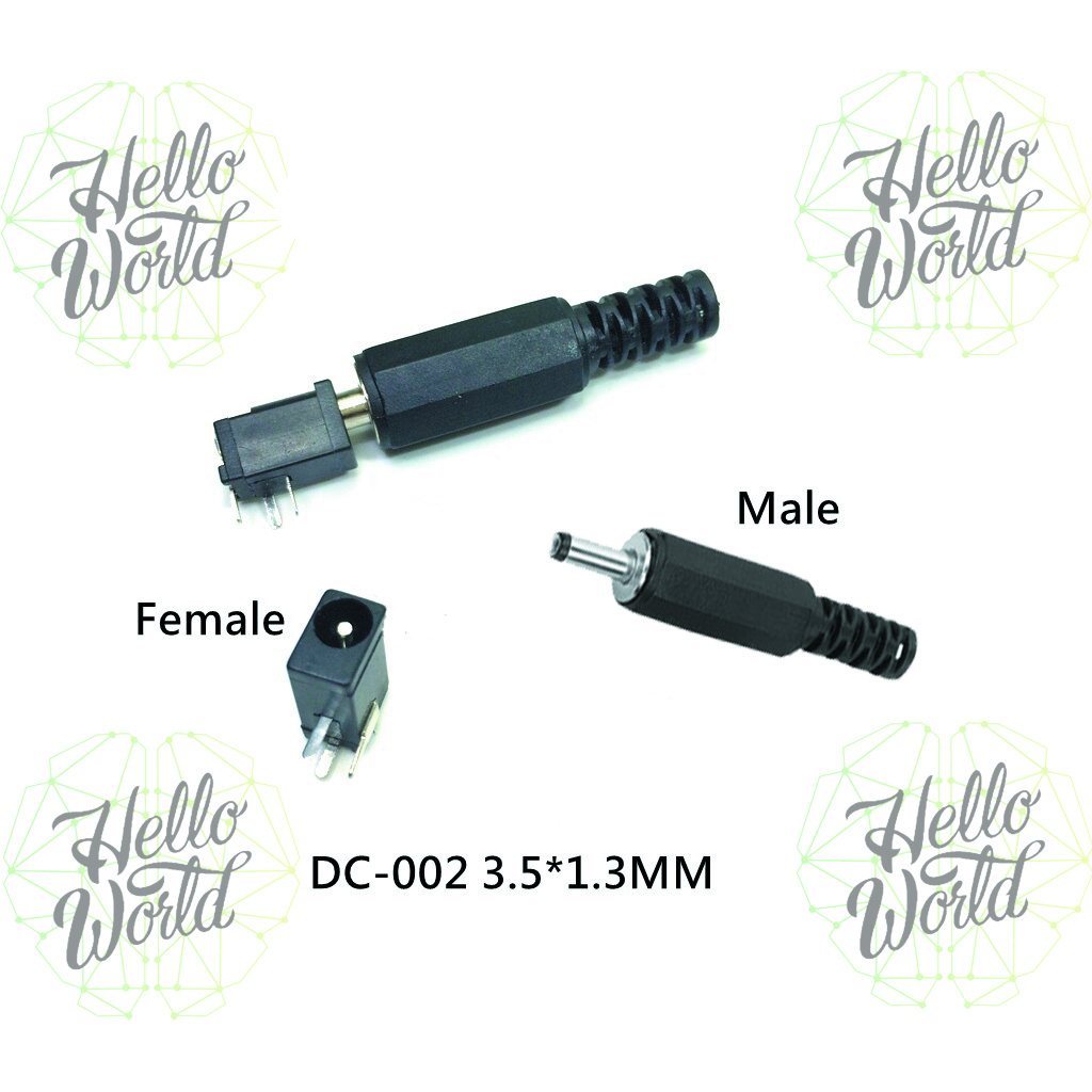 Conector DC-002 Jack 3.5 x 1.3mm – Hello World Electronics